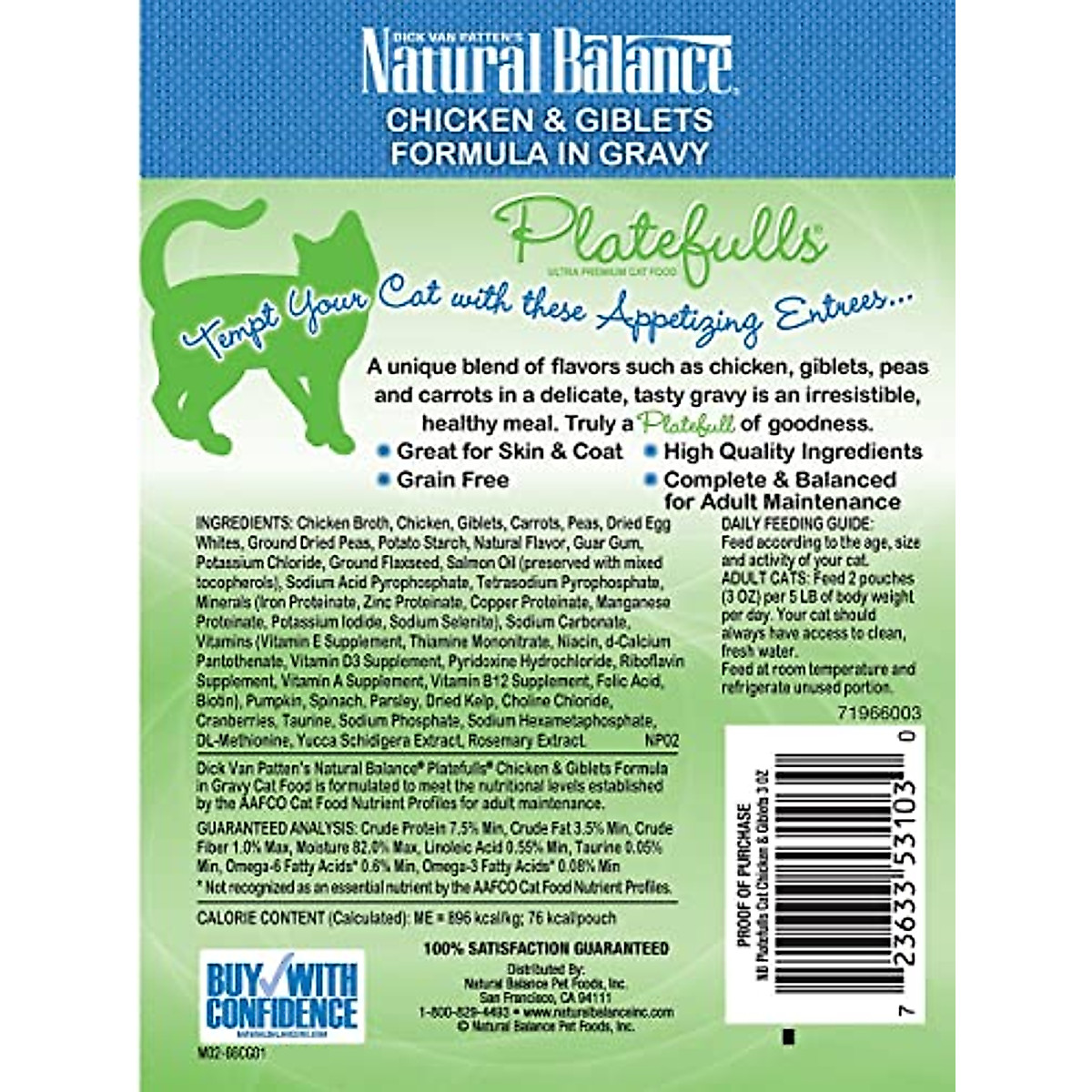 Natural Balance Grain-Free Platefulls Variety Pack Six Flavors: Turkey, Salmon & Chicken, Chicken Giblets, Cod & Sole, Salmon & Tuna, and Mackerel + Pet Paws Notepad - 3 Ounces Each (12 Pouches Total)