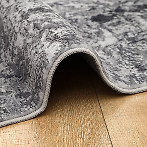 Area Rug Living Room Rugs: 5x7 Indoor Abstract Soft Fluffy Pile Large Carpet with Low Shaggy for Bedroom Dining Room Home Office Decor Under Kitchen Table Washable - Retro Gray
