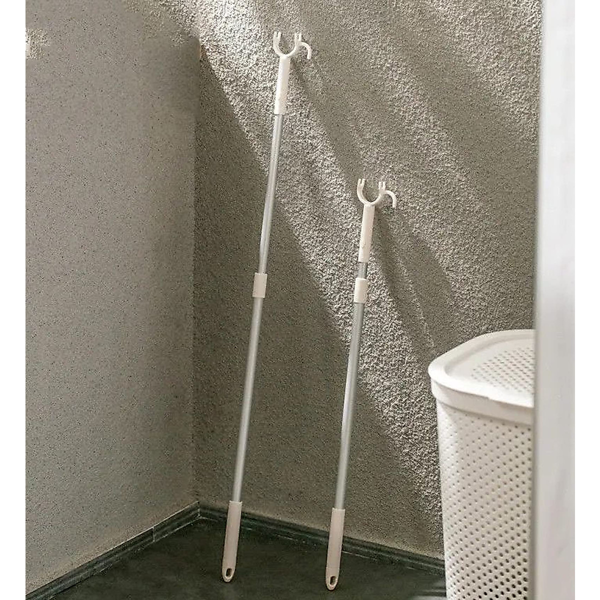Long Pole with Hook Reach Stick Closet Pole 45" Extendable Pole with Long Handle for High Reaching Closet Rods, Window Curtain, Top Ceiling