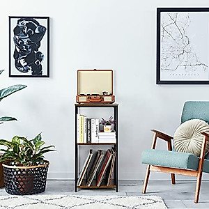 Record Player Stand, Vinyl Record Storage Holder Turntable Stand Cabinet with 2 Tier Display Shelf Up to 170 Albums, End Table Nightstand for Living Room, Bedroom, Office, Rustic Brown