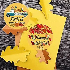 Happy Fall Y'all Stickers Thanksgiving Stickers Label 1.5 Inch - Autumn Theme Pumpkin Design Thank You Labels for Party Favors,Envelope Seals & Goodie Bags 500 Pcs/Roll Harvest Pumpkin Party stickers