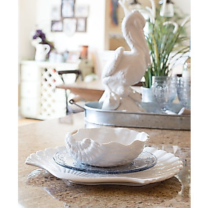 Fitz and Floyd Cape Coral Coastal Shell Platter, 13 Inch, White