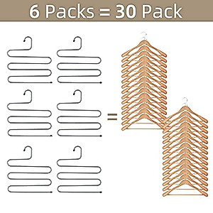 Pants Hanger Multi-Layer S-Style Jeans 6 PACKTrouser Hanger Closet Stainless Steel Rack Space Saver for Tie Scarf Jeans Clothes