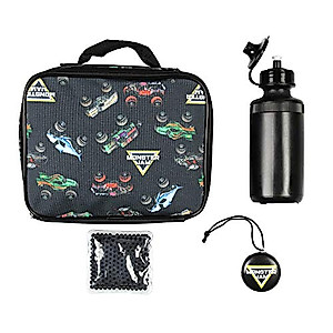 Monster Jam Megladon Grave Digger Max-D Monster Trucks Backpack Lunch Bag Water Bottle Ice Pack 5 Piece Mega Set