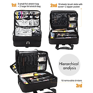 Hairdresser Bag, Large Makeup Case for Hair Stylist Professional Makeup Bag Hair Tools Storage Organizer Box, Barber Travel Bag Carrying Case, Heat Insulation Aluminum Film for Hair Equipment