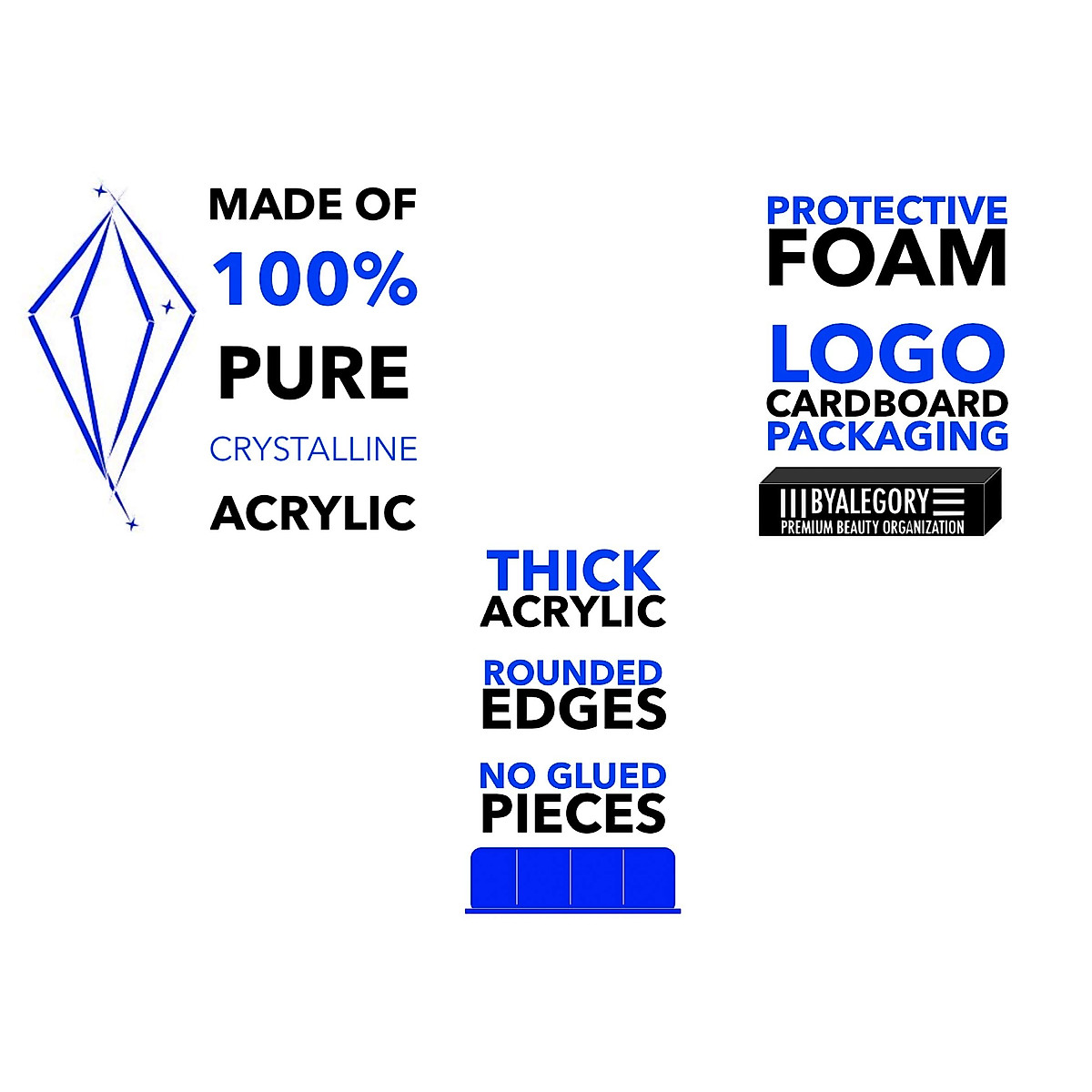 BY ALEGORY Acrylic Hair Accessory Organizer Storage for Bows Ties Bobbi Pins Claws Barrette Silk Scarves Scrunchies Ribbon Bandana Drawer Refillable Container Tray