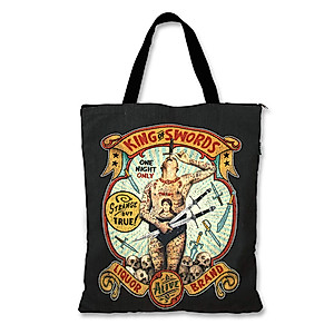 Liquorbrand King Of Swords Sideshow Tote Bag 17 x 18 Canvas Shopping Shopper with Zipper Closure