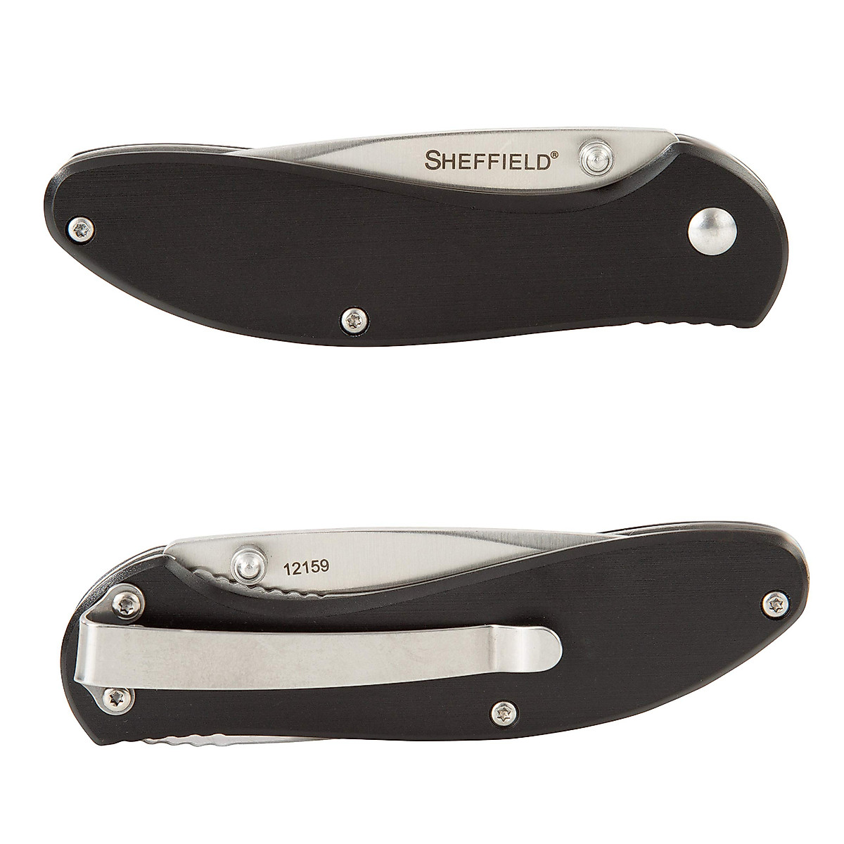 Sheffield 12159 Berda 3 Inch Drop Point Half-Spring Assisted Tactical Folding Pocket Knife, Legal Carry EDC Knife, Camping, Fishing, Hunting Knife, Partially Serrated