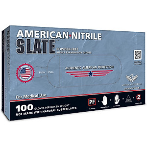 American Nitrile – Slate Powder Free Nitrile Gloves – Latex Free Disposable Gloves – Made in the USA
