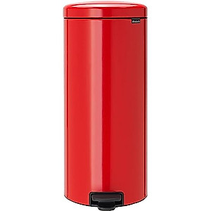 Brabantia New Icon Step Trash Can (8 Gal / Passion Red) Soft Closing Kitchen Garbage/Recycling Can with Removable Bucket