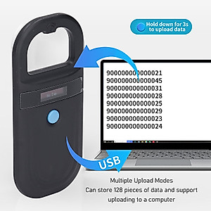 Microchip Reader 0.91 Inch Screen Animal Pet Chip ID Scanner, Wireless Identification, 128 Label Storage