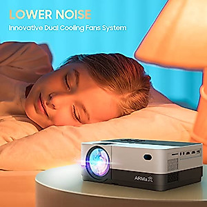 Video Projector, ARMAX Movie projector with Full HD 1080P & 170'' Display Supported,Protable Projector for Outdoor & Indoor with 40000 hrs LED Lamp Life,Compatible with TV Stick,HDMI,VGA,USB