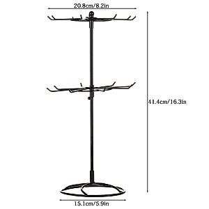 BOICXM 2 Tier Jewelry Display Holder,Retail Spinner Display Stand,Rotating Bracelet Storage Rack,Dressing Table,Black