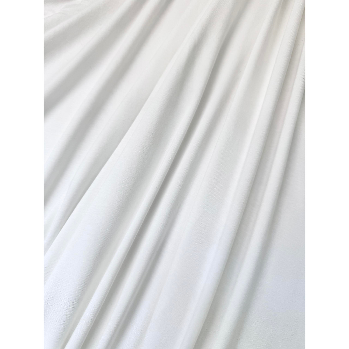 Cotton Jersey Spandex Fabric - Soft - Breathable - All Way Stretch Fabric - Medium Weight - Perfect Choice for Baby Grow, Tshirts, and Cotton Jersey Sheets - 58 Inches Wide - 1 Yard (White)