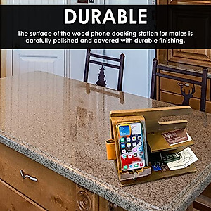 GOODTILA Nightstand Wooden Docking, Ash Wood Tray, Bedside Nightstand Organizer, Hand Crafted Wood Phone Docking, Valet Tray for Men, Husband Gift Idea