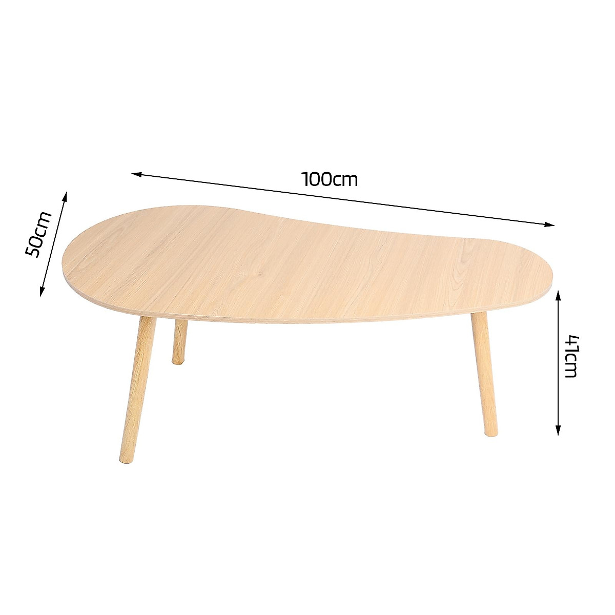GIFZES Small Coffee Table, Mid Century Modern Tea Table for Living Room Center Minimalist Display Coffee Table, Cloud Shape Oval Wood Table, White Coffee Tables for Small Space 40"Lx20"Wx16"H (Mango)