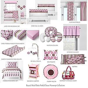 Bacati - 2 Pack MOD Stripes Printed Neutral 100% Cotton Universal Baby US Standard Crib or Toddler Bed Fitted Sheets (Pink Chocolate Brown)