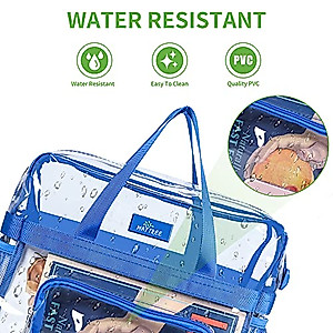 MAY TREE Clear Bag Stadium Approved 12×6×12, Clear Stadium Bag for Women and Men, Clear Lunch Bag for Work Travel Sport Office, Clear Tote Bag Stadium Approved with Non-Removable Straps - Blue