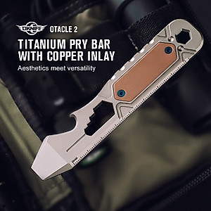 OKNIFE Parrot 154CM Stainless Steel Folding EDC Pocket Knife Bundle with Otacle 2 EDC Ti Bottle Opener Pry Bar