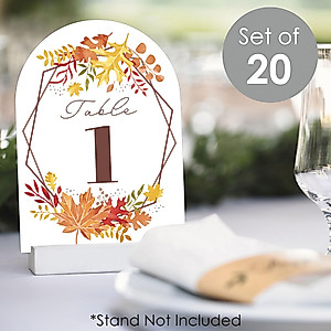 Big Dot of Happiness Fall Foliage Bride - Autumn Leaves Bridal Shower and Wedding Party Double-Sided 5 x 7 inches Cards - Table Numbers - 1-20