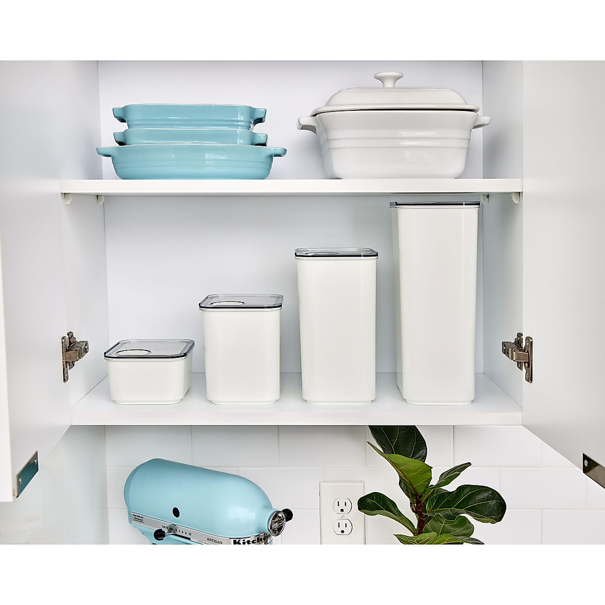 iDesign Recycled Plastic XL Dry Goods Kitchen Canister with Airtight Lid – 6.34" L x 4.79” W x 11.68” H, White