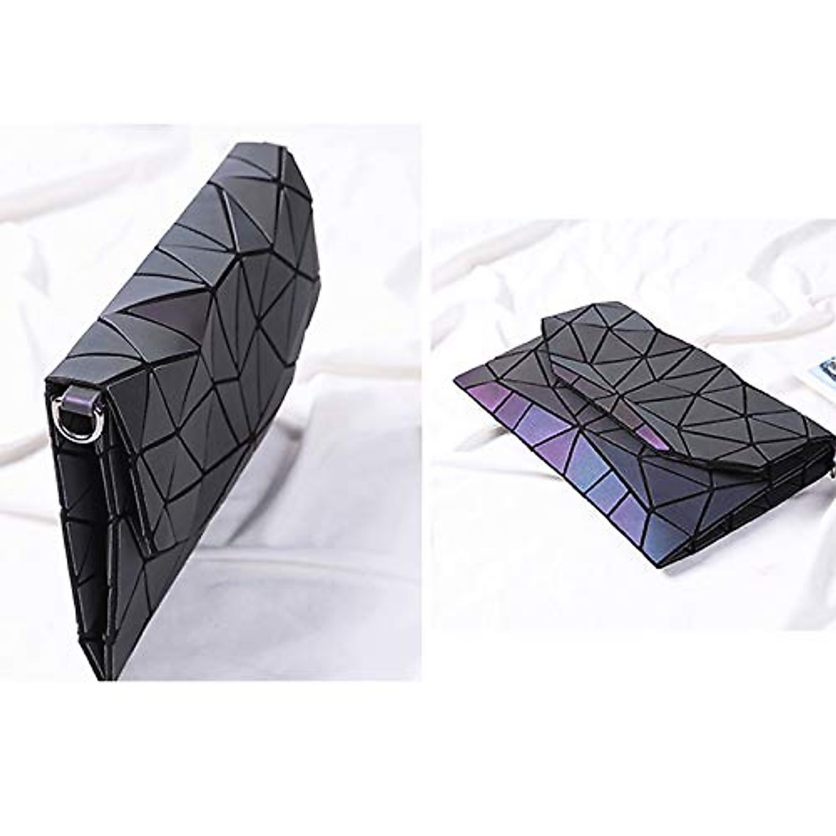 Van Varo Geometric Hard Lattice Crossbody Shoulder Bag Luminous Envelope Handbag Black One Size