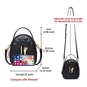 iFOXER Leather Crossbody Bags for Women Fashion Leather Handbag Shoulder Bag Designer Mini Bags (black)