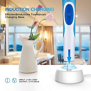 Electric Toothbrush Charger Base, Toothbrush Replacement Charger for Model 3757, Portable Travel Inductive Charger with ABS Cable, Model 3709, 3756, AC Powered, White (110-220V)