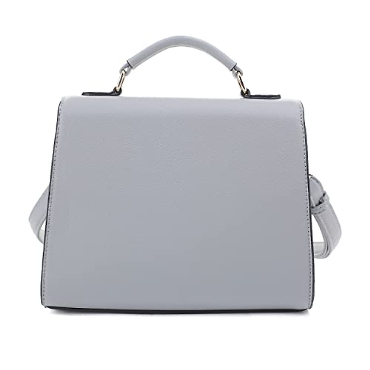 EVVE Women's Top Handle Satchel with Detachable Strap Small Pebbled Leather Crossbody Bag_DUSTY BLUE