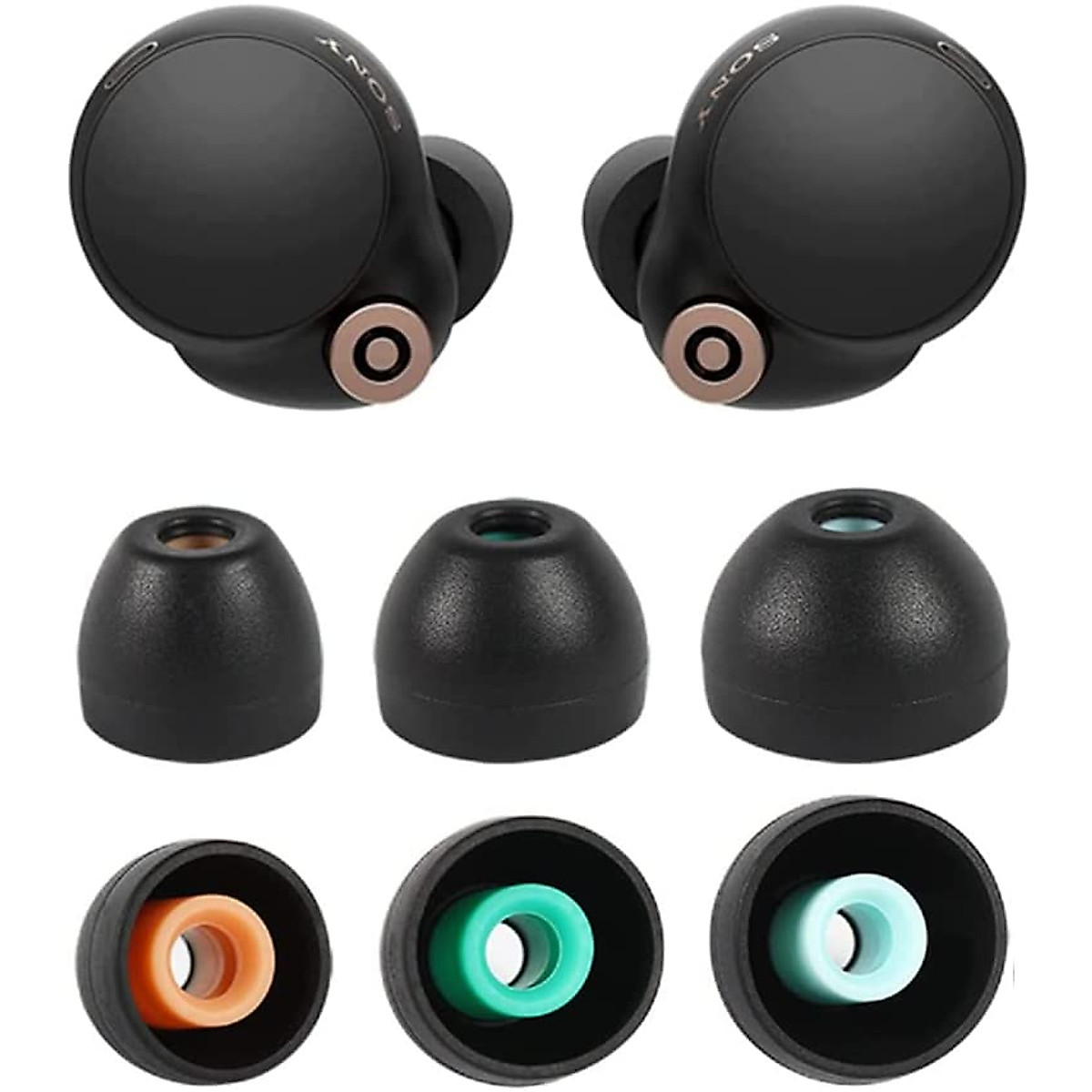 Zotech Replacement Eartips Silicone Earbuds Buds Set for Sony in-Ear Headset WF-1000XM4 WF-1000XM3 MDR-XB50AP XBA-H1 WF-XB700 WF-SP800N S/M/L, 3 Pair (Black)