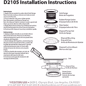 Westbrass D2105-01 3-1/2" EZ-Mount Sink Waste Disposal Drain Flange and Stopper, 1-Pack, Polished Brass