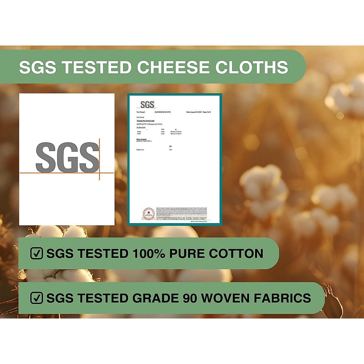 Olicity Cheese Cloths, Grade 90, 45 Sq Feet, Reusable Cheese Cloth with Closed Edges Unbleached Cotton Cheesecloth for Straining, Fine Mesh Fabric Muslin Cloth for Cooking, Baking, Milk,Crafts-5 Yards