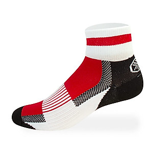 AERO|TECH|DESIGNS | Coolmax Athletic Socks | Quarter Crew | Unisex Adult | Red/White | Medium