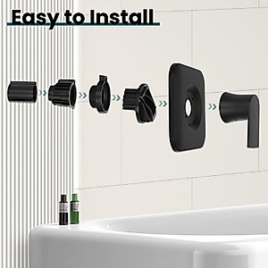 T2471BL Genta Matte Black Shower Handle Compatible with Moen T2471BL LX Posi-Temp Valve Trim Kit, Non-Corrosion, Easy to Install(POS-Temp Valve Required)