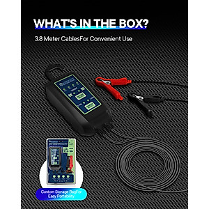 SAFEMATE 12V Battery Charger, 0.75A/1.25A Full Automatic Trickle Charger, Battery Maintainer, and Battery Desulfator, for Car, Motorcycle, Lawn Mower Lead Acid Batteries