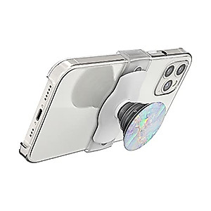 PopSockets: Phone Grip Slide for Phones and Cases, Sliding Phone Grip with Expanding Kickstand, Square Edges - White Opalescent