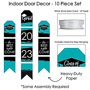 Big Dot of Happiness Teal Grad - Best is Yet to Come - Hanging Vertical Paper Door Banners - 2023 Turquoise Graduation Party Wall Decoration Kit - Indoor Door Decor