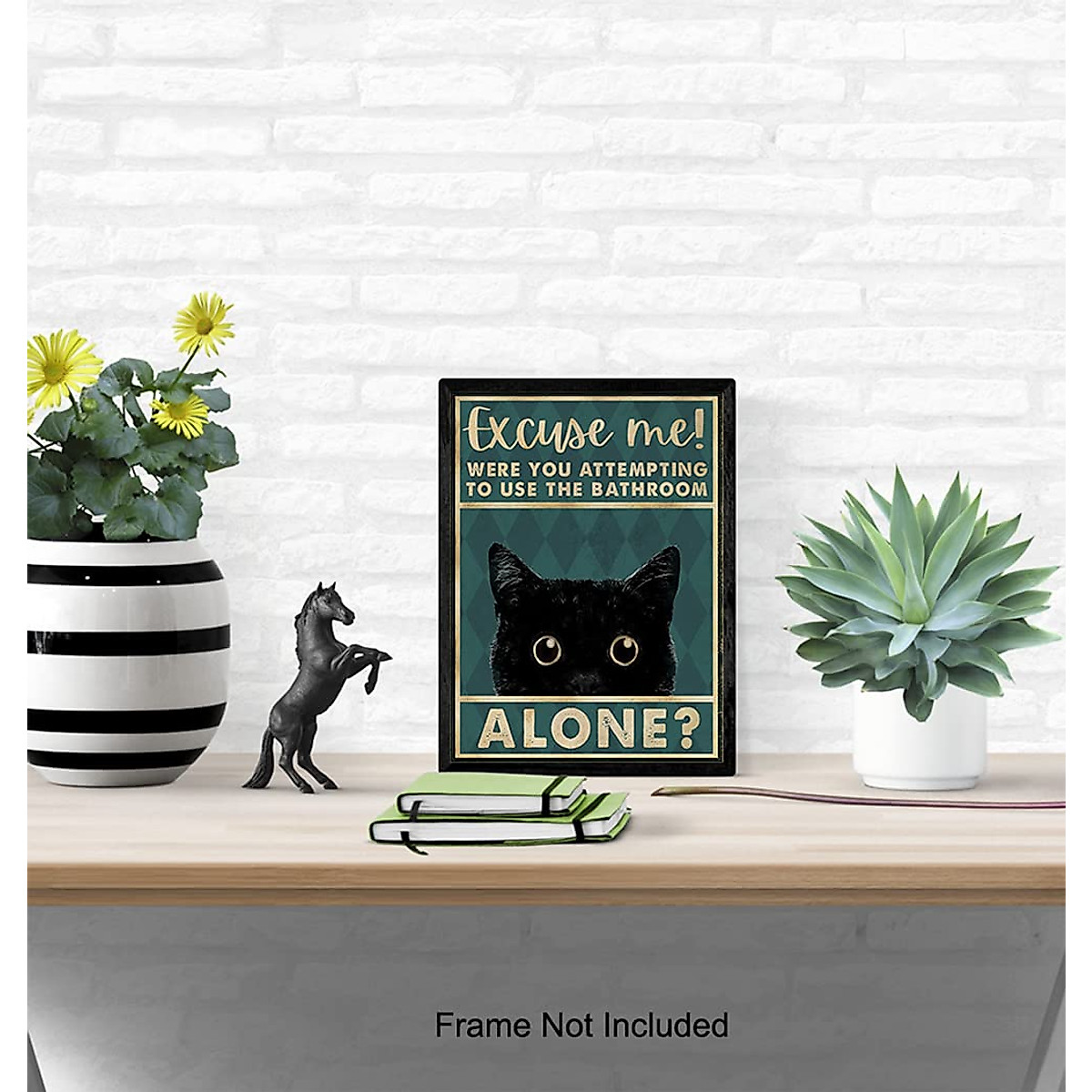 Cat Bathroom Wall Art & Decor - Funny Bathroom Wall Decor - Guest Bathroom - Restroom Sign - Excuse Me Bath Wall Decor - Unique Bathroom Decorations for Women, Kitty, Kitten Fan - Powder Room Wall Art