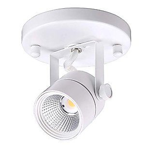 CLOUDY BAY LED Flush Mount Ceiling Spot Light,CRI90+ 8W 600lm 3000K Warm White Dimmable,Adjustable Tilt Angle Ceiling Light Fixture,White Finish