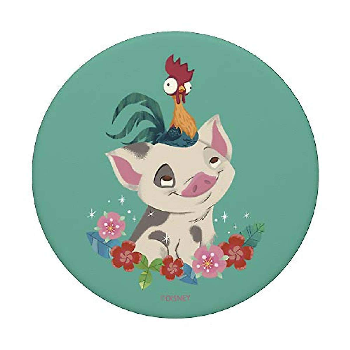 Disney Moana Pua And Hei Hei Floral Portrait PopSockets PopGrip: Swappable Grip for Phones & Tablets