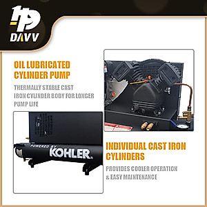 HPDAVV 6.5-HP Portable Air Compressor with Wheels - 9 Gallon Air Tanks Wheelbarrow Gas Powered Air Compressor (1, 6.5HP/9GAL*2/Wheelbarrow)