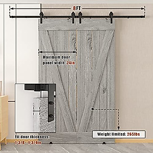 Dondelight 8FT Sliding Barn Door Hardware Track Kit for Double Door, Heavy Duty Modular Sliding Door Track Hardware Set for Interior & Exterior Door