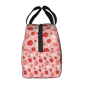Strawberry Daydream Reusable Insulated Lunch Bag For Women Men Waterproof Tote Lunch Box Thermal Cooler Lunch Tote Bag For Work Office Travel Picnic