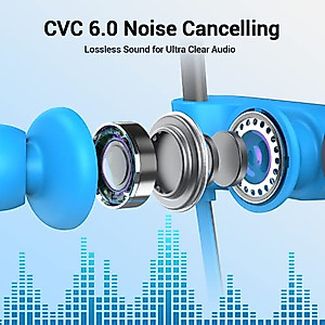 LIVIKEY Bluetooth Headphones, IPX7 Waterproof Sweatproof & 12Hrs Long Battery, Wireless Earbuds in-Ear with Mic & Soft Earhooks for Running Fitness Workout Sports, BlueGray