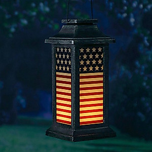 Solar Lantern Hanging Outdoor Lantern Waterproof Lamp Outdoor Garden Decor,American Flag
