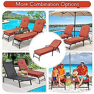 AECOJOY Lounge Chair, Outdoor Chaise Lounge with 5-Position Adjustable Backrest, Pool Chairs for Patio, Porch and Pool, Orange