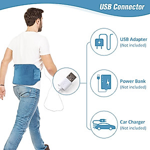 Hilph USB Heating Pad for Low Back and Stomach Pain Relief, Portable 5V 2A Car Travel Back Lumbar Heating Pad with Straps, Warm Therapy for Cramps, Sciatica Pain, Waist (Not Chargeable)