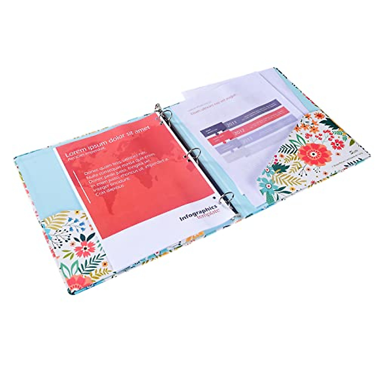 1-inch 3-Ring-Binder with Pockets 1'' Decorative Round Ring Binders for School Holds US Letter Size 8.5'' x 11'' 200 Sheets for Office/Home/Back to School, 2 Pack