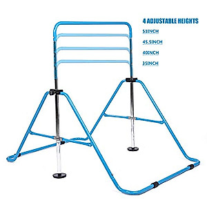 DOBESTS Gymnastics Bar Equipment for Home for Kids Height Adjustable Junior Training Kip Bar Uneven Bars for 3-7 Years (Blue)