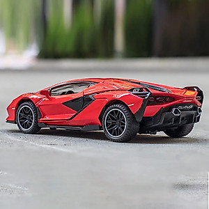 1:32 Scale Sian FKP37 Model Car Zinc Alloy Diecast Car Toys for Kids, Pull Back Toy Car Vehicle with Sound and Light Door Opening Birthday Gift for Boys Toddlers (Red)